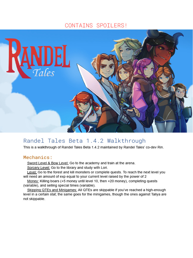 Randel Tales Beta 1.4.2 Walkthrough | PDF