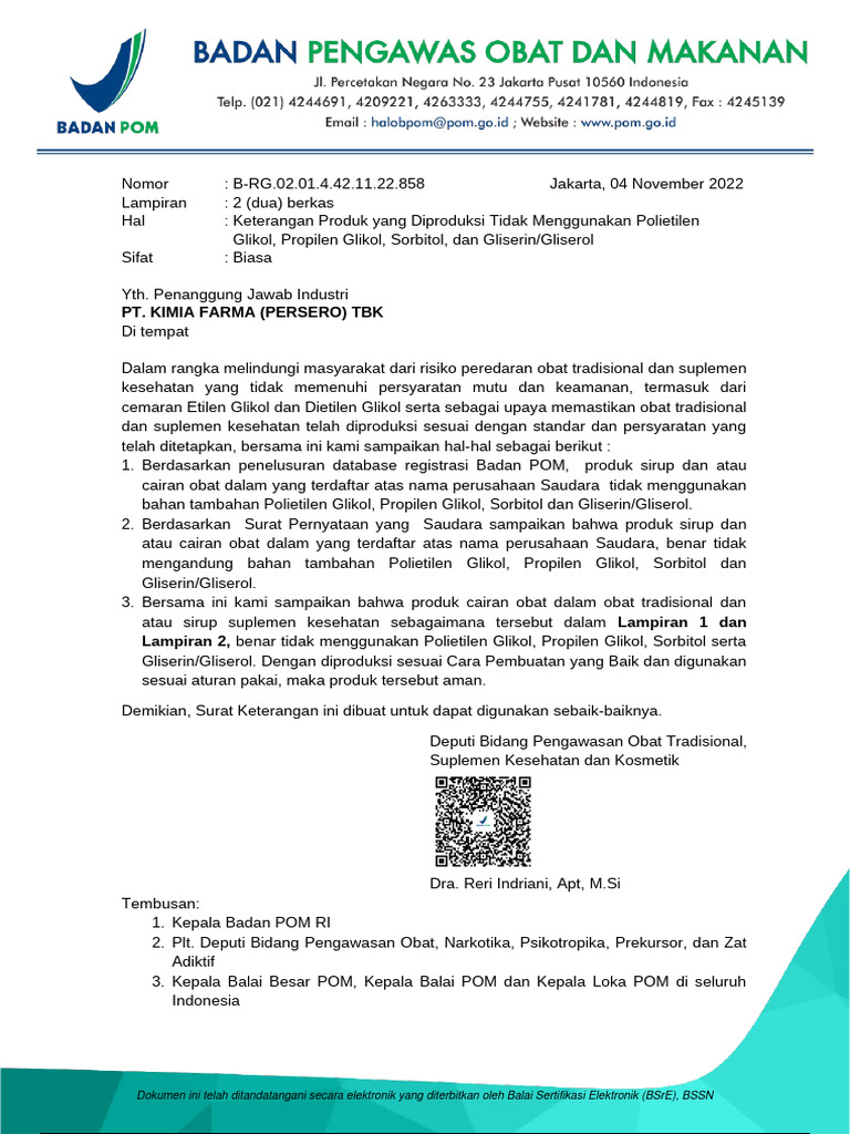 32 PT KIMIA FARMA Batugin Enkasari Fituno Kids From BPOM | PDF