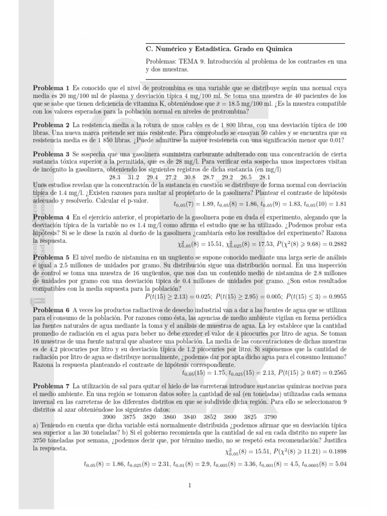 Prob II 9 | PDF | Agua | Valor P