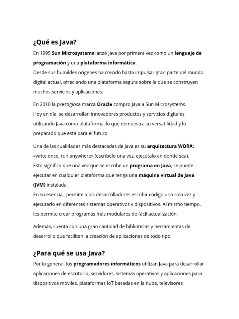 Resumen Java Word3 | PDF | Java (lenguaje de programación) | Software ...