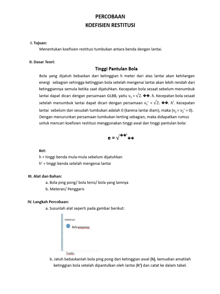 Menghitung Koefisien Restitusi Bola | PDF