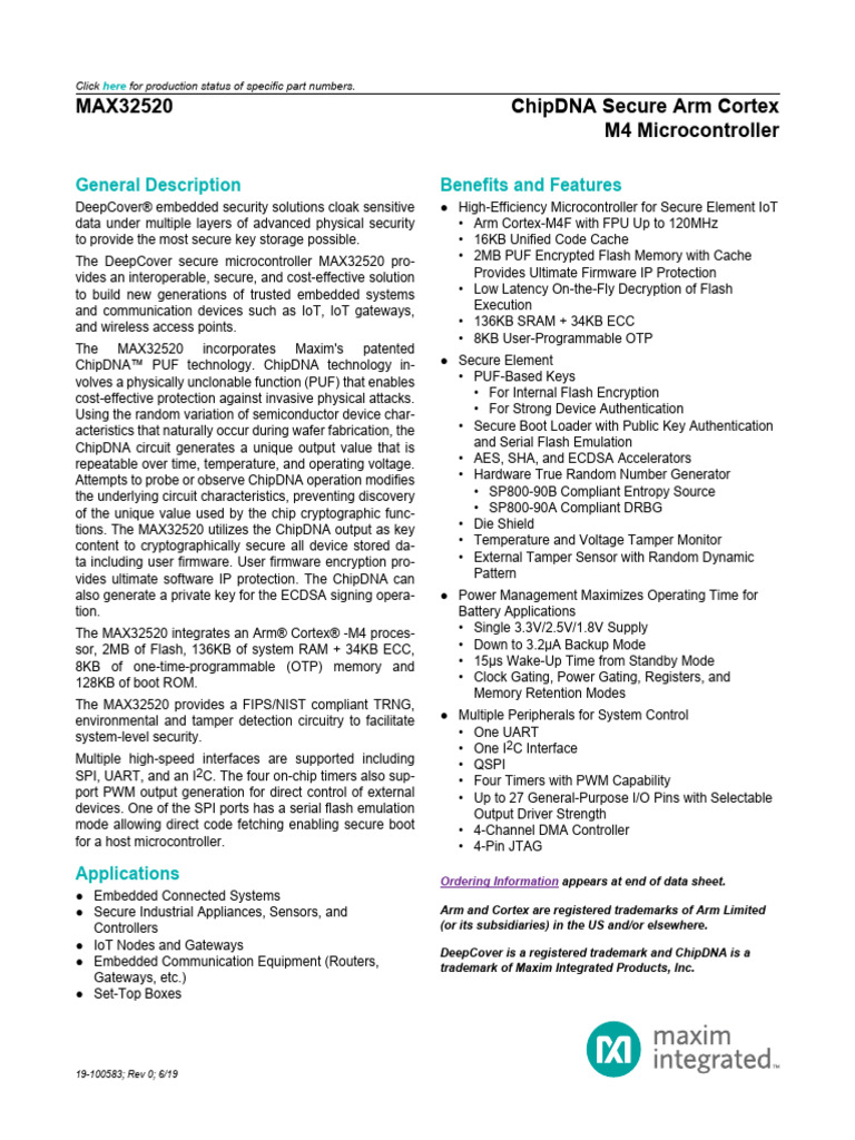 MAX32520 | PDF | Microcontroller | Computer Science