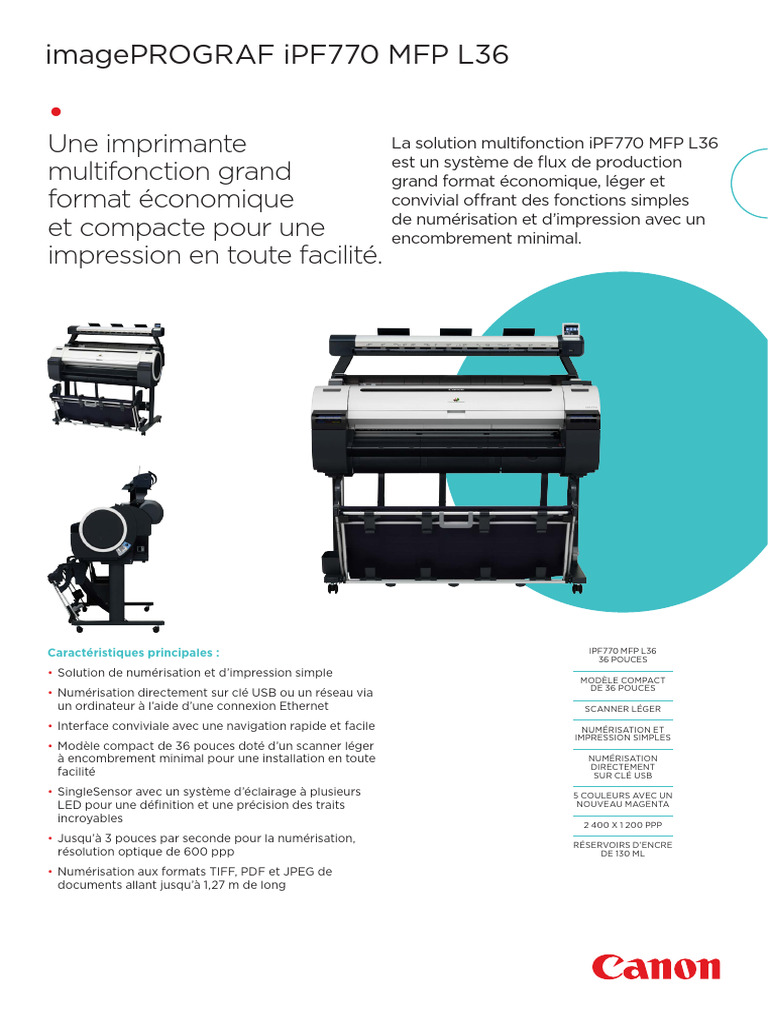 Canon iPF770 MFP L36 : Imprimante compacte | PDF | Imprimante ...