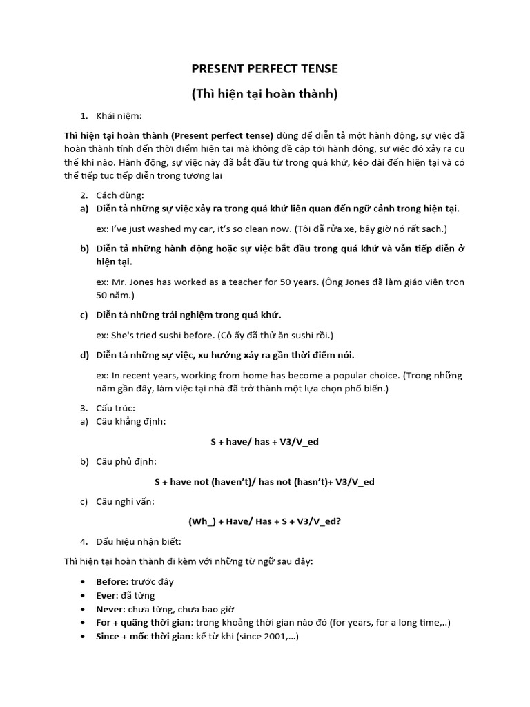 Present Perfect Tense | PDF