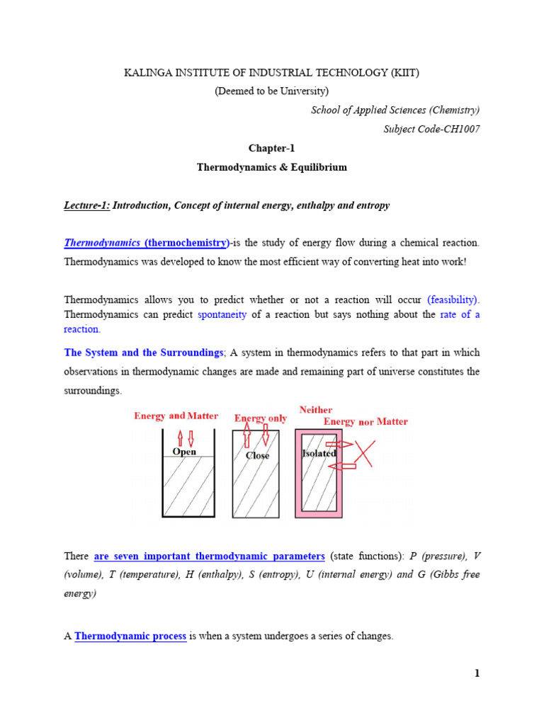 Thermodynamics Handout | PDF | Gibbs Free Energy | Enthalpy