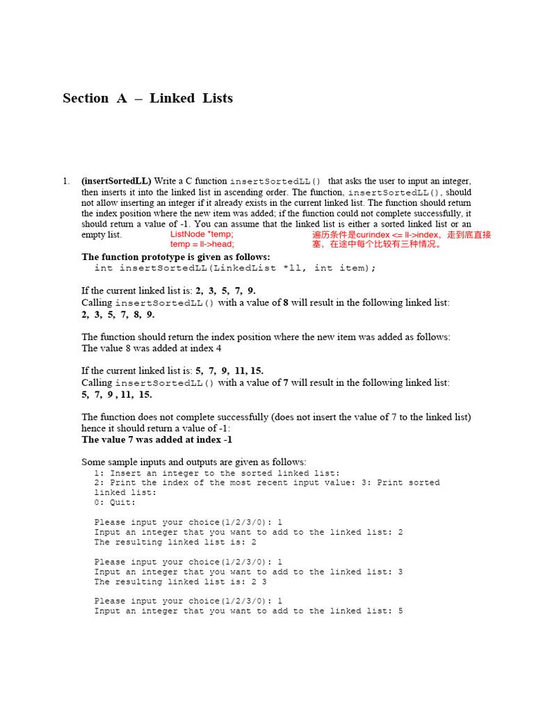 Linked Lists Questions Pdf Function Mathematics Data