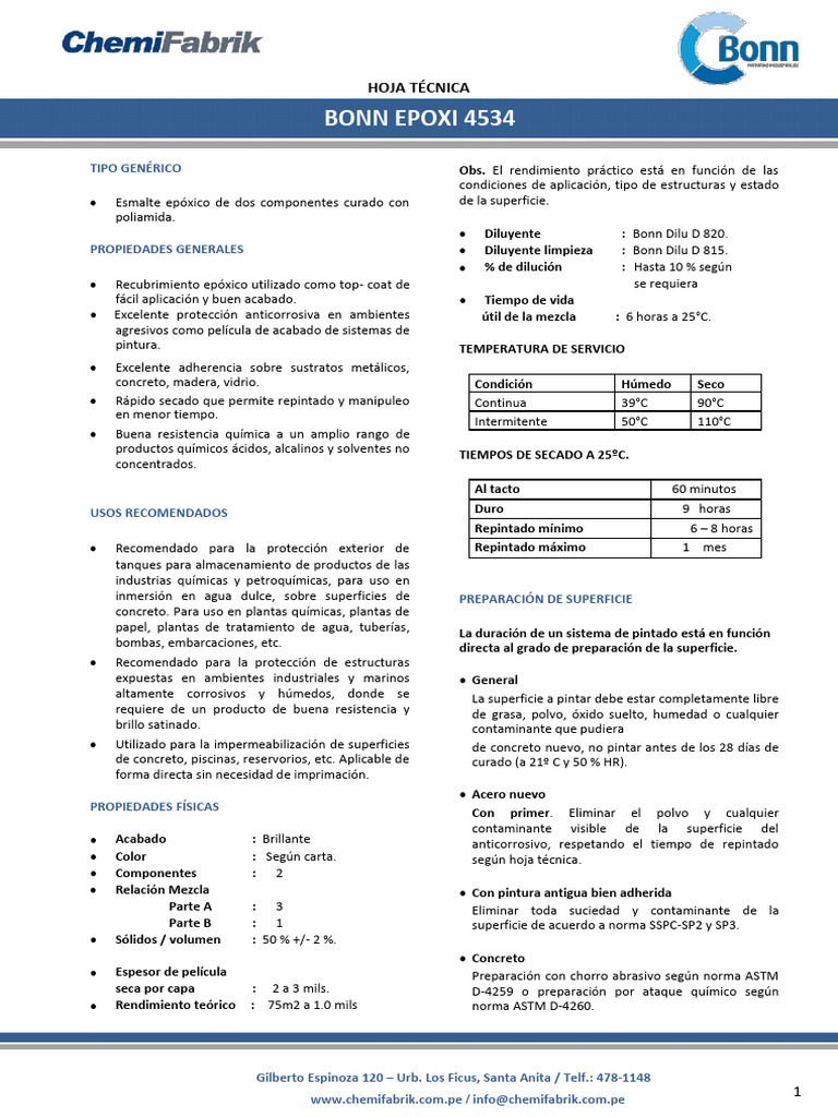 HT - Bonn Epoxi 4534 | PDF | Hormigón | Pintar