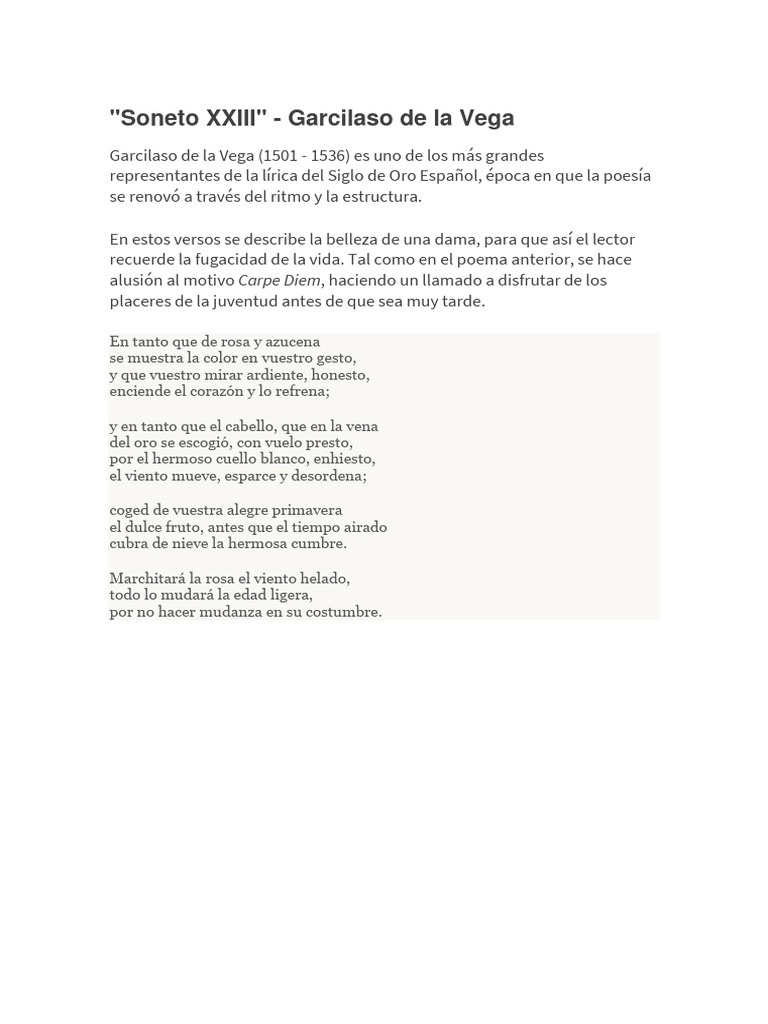 Soneto Garcilaso de La Vega | PDF