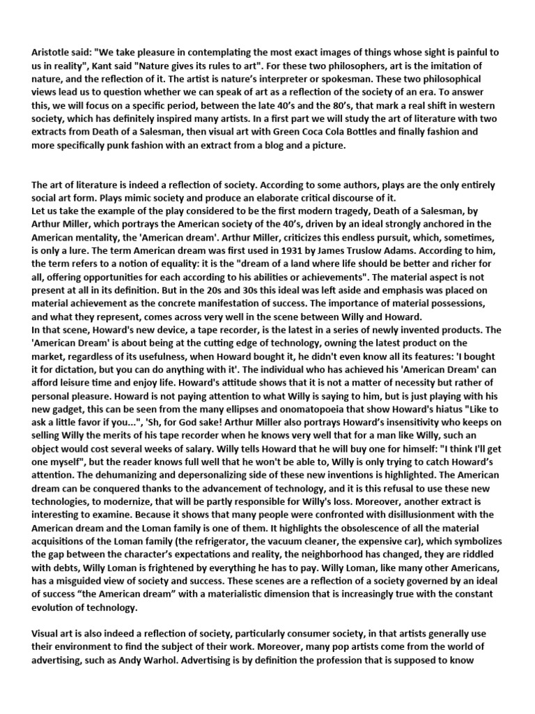Art as Society's Reflection: 1940s-1980s | PDF | American Dream ...