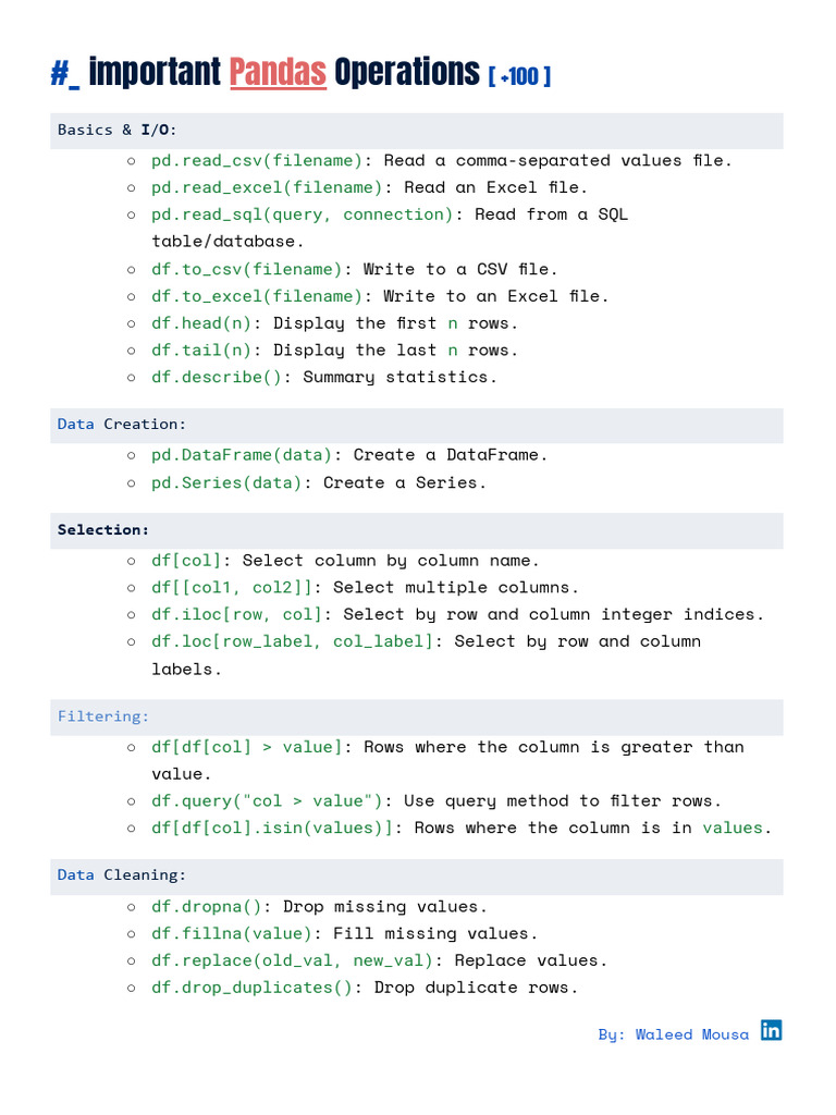 Pandas Operations Guide | PDF | Database Index | Computer Science