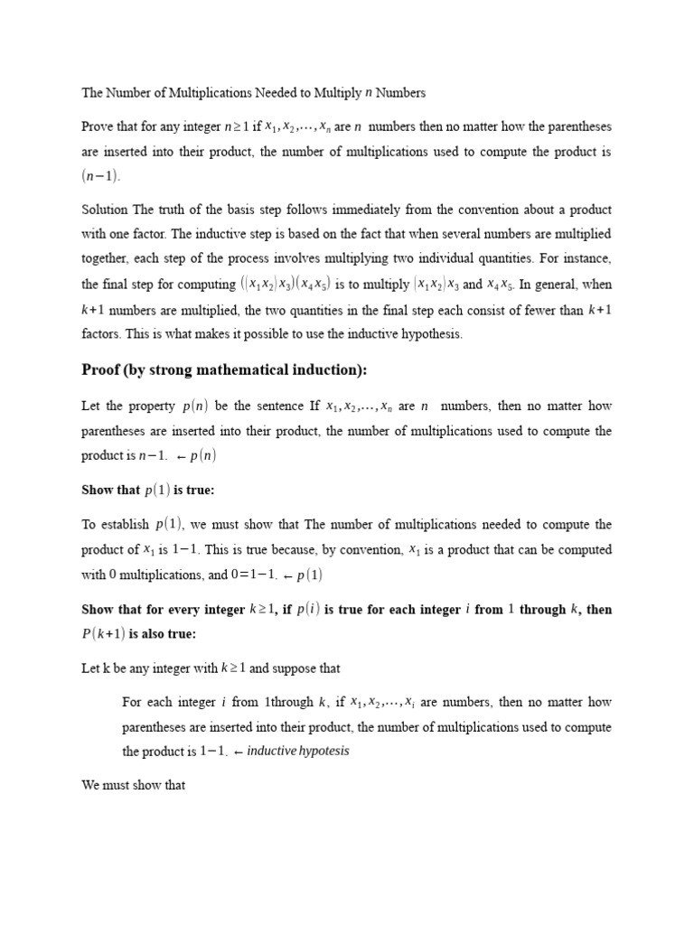 The Number of Multiplications Needed to Multiply n Numbers | PDF ...