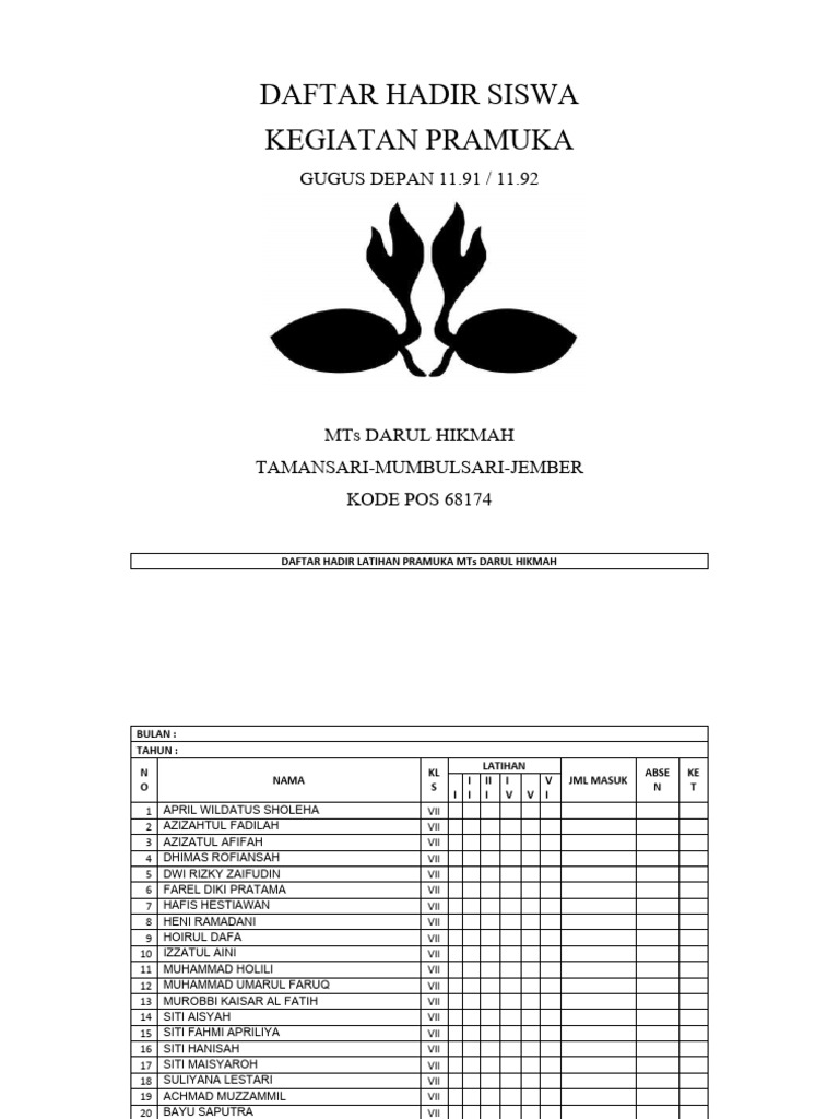 Logo Pramuka DAFTAR HADIR SISWA | PDF