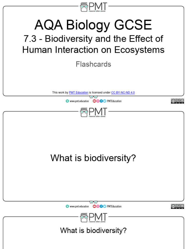 Flashcards - 7.3 Biodiversity and The Effect of Human Interaction On ...