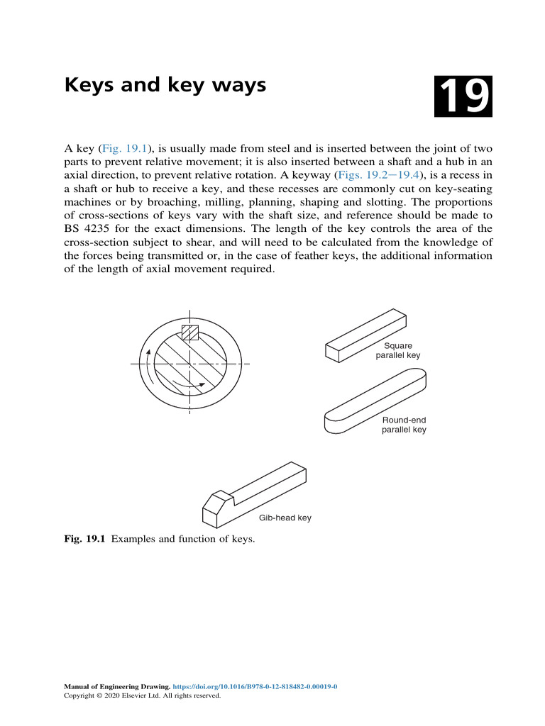 19 - Keys and Key Ways - 2020 - Manual of Engineering Drawing | PDF ...
