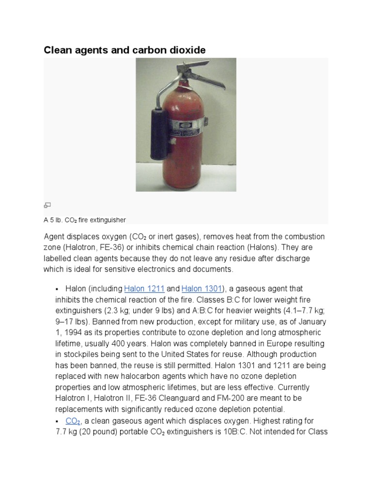 Clean Agents and Carbon Dioxide: Halon 1211 Halon 1301 | PDF | Carbon ...
