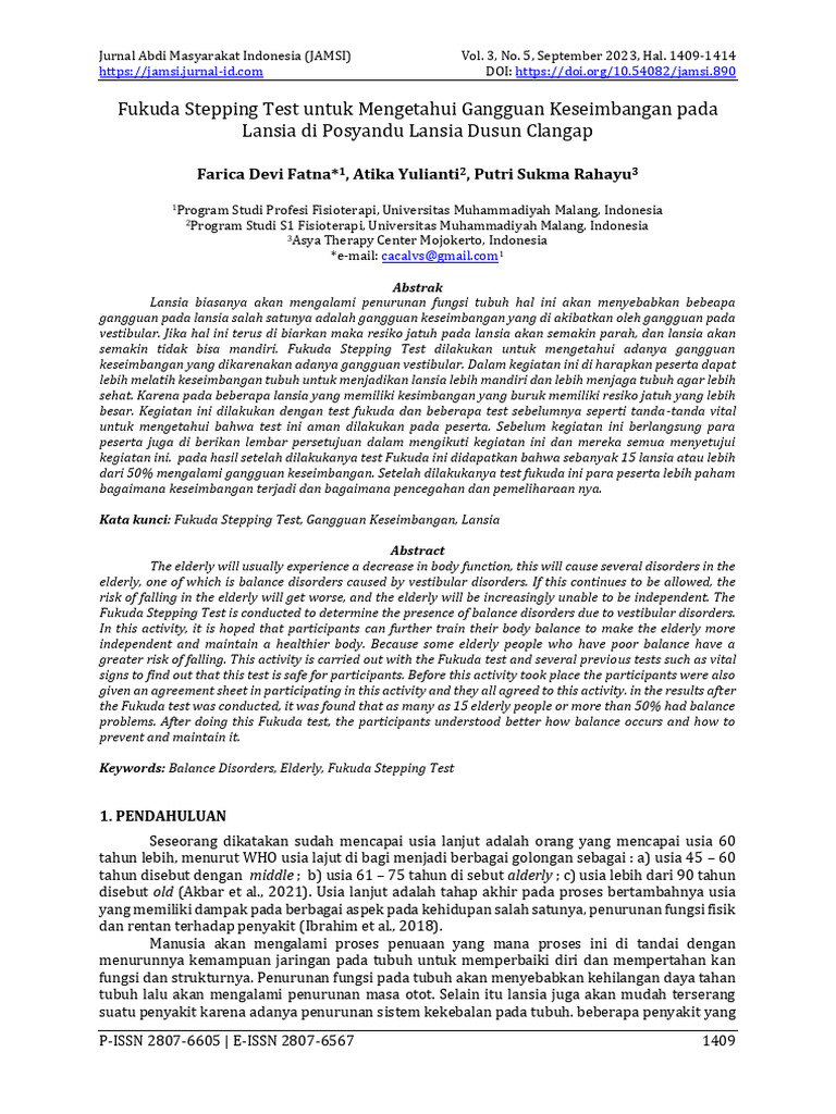 Fukuda Step Test | PDF | Kesehatan Holistik