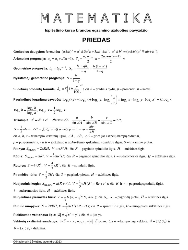 Matematikos Be Priedas Ik | PDF