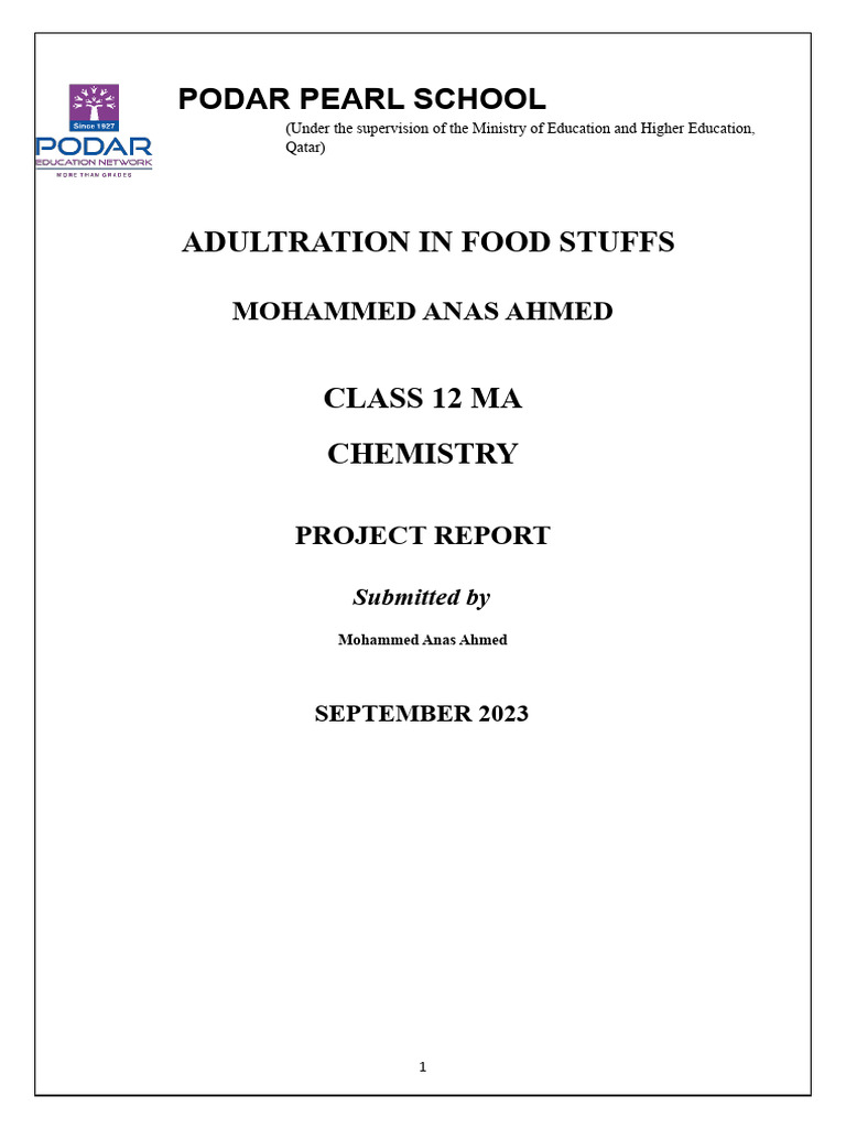 Food Adulteration Project Report | PDF | Chili Pepper | Solubility