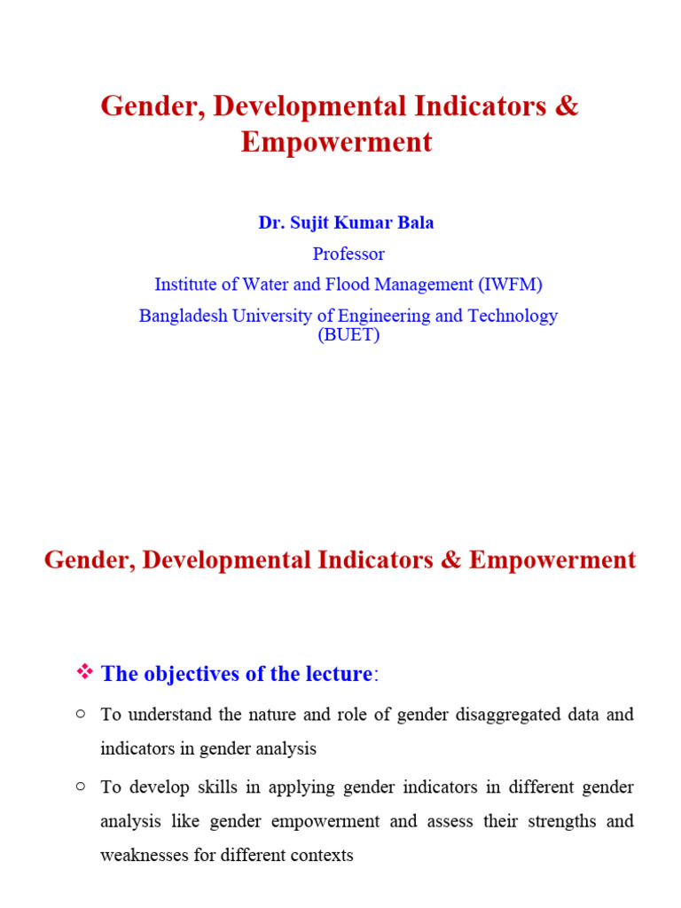 Lec 9 Gender Indicators & Development Empowerment Measures | PDF ...