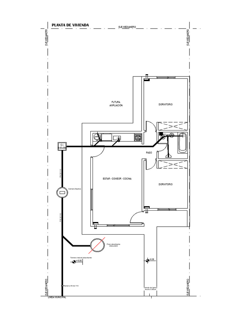 Planta de Vivienda: Eje Medianero | PDF