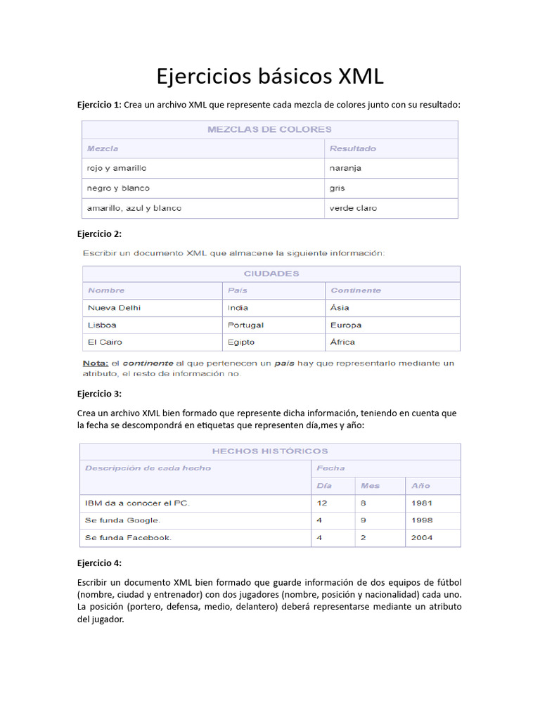 Ejercicios Básicos XML | PDF