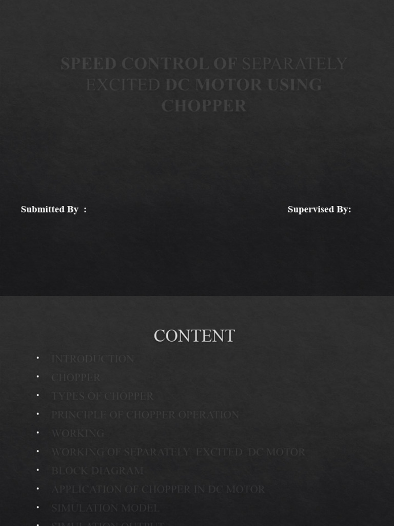 Speed Control of DC Motor Using Chopper | PDF | Electric Motor | Electrical Components