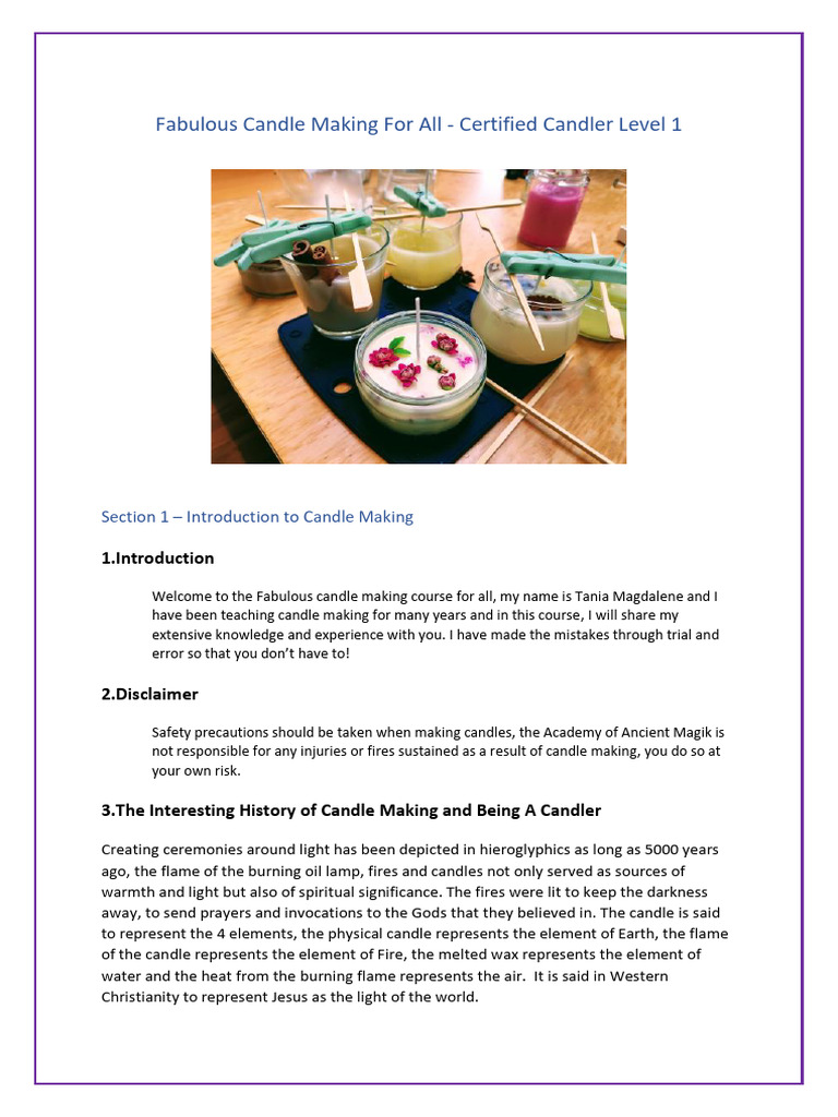 Candle Making Level 1 Section 1 | Download Free PDF | Candle
