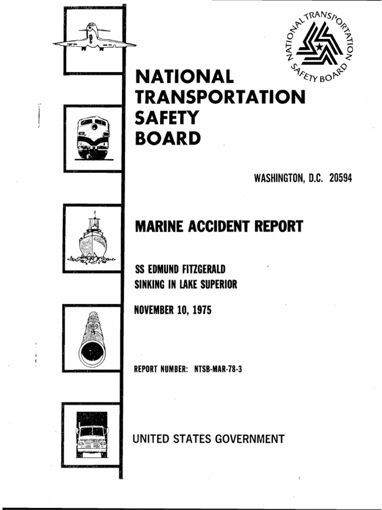 NTSB Report On The Wreck of The Edmund Fitzgerald | PDF