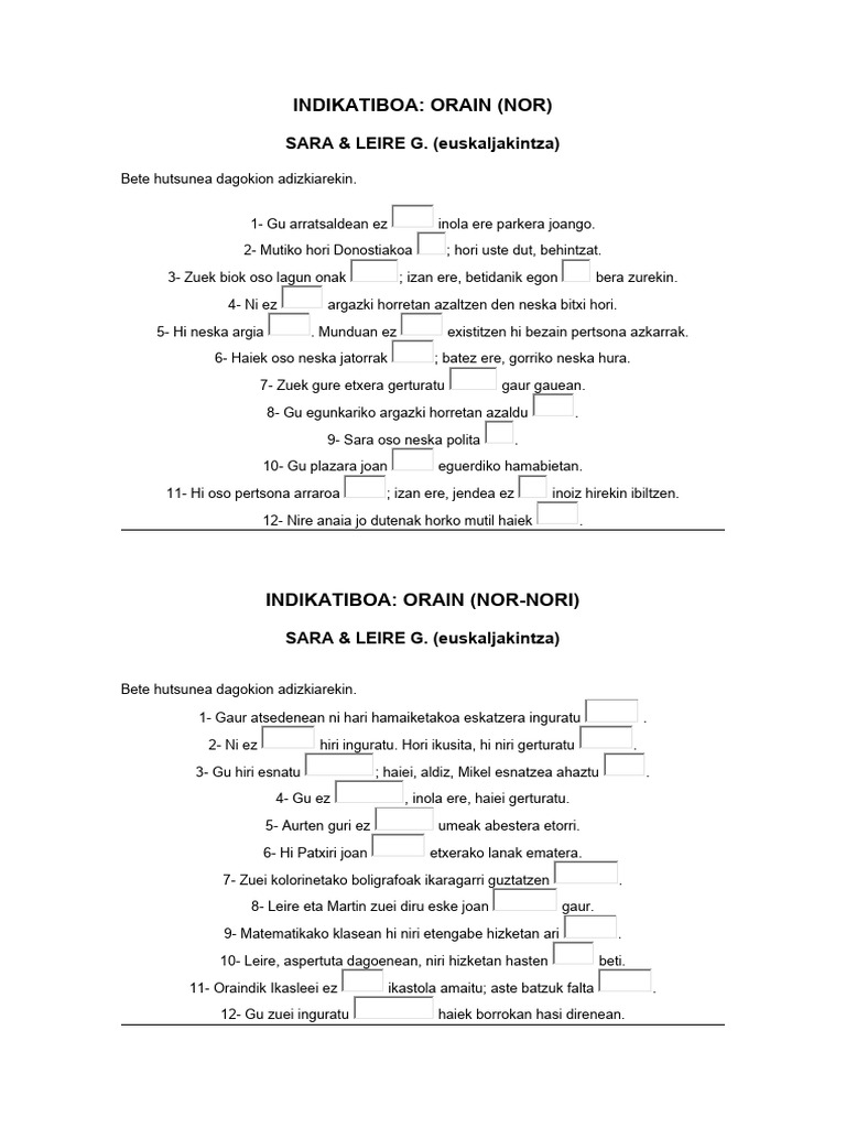 Aditzak Mota Guztiak | PDF