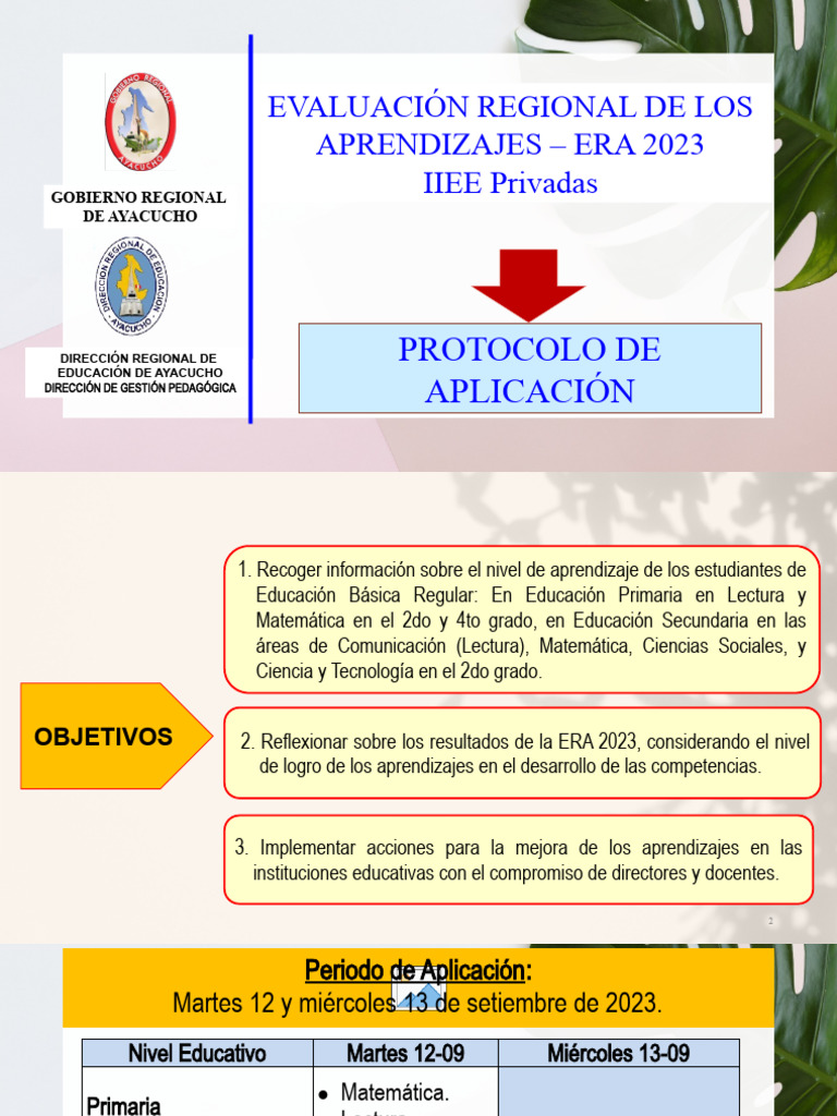 Protocolo-ERA-2023 IIEE-Privadas | PDF | Educación primaria | Maestros