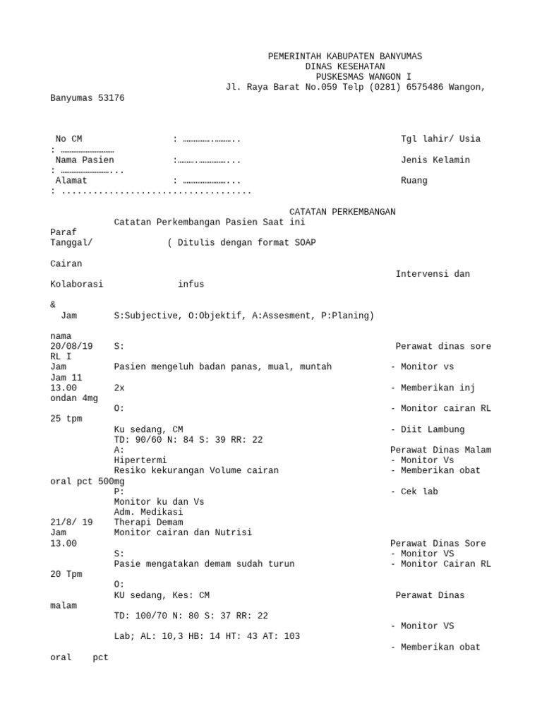 CPPT Askep Contoh Soap | PDF