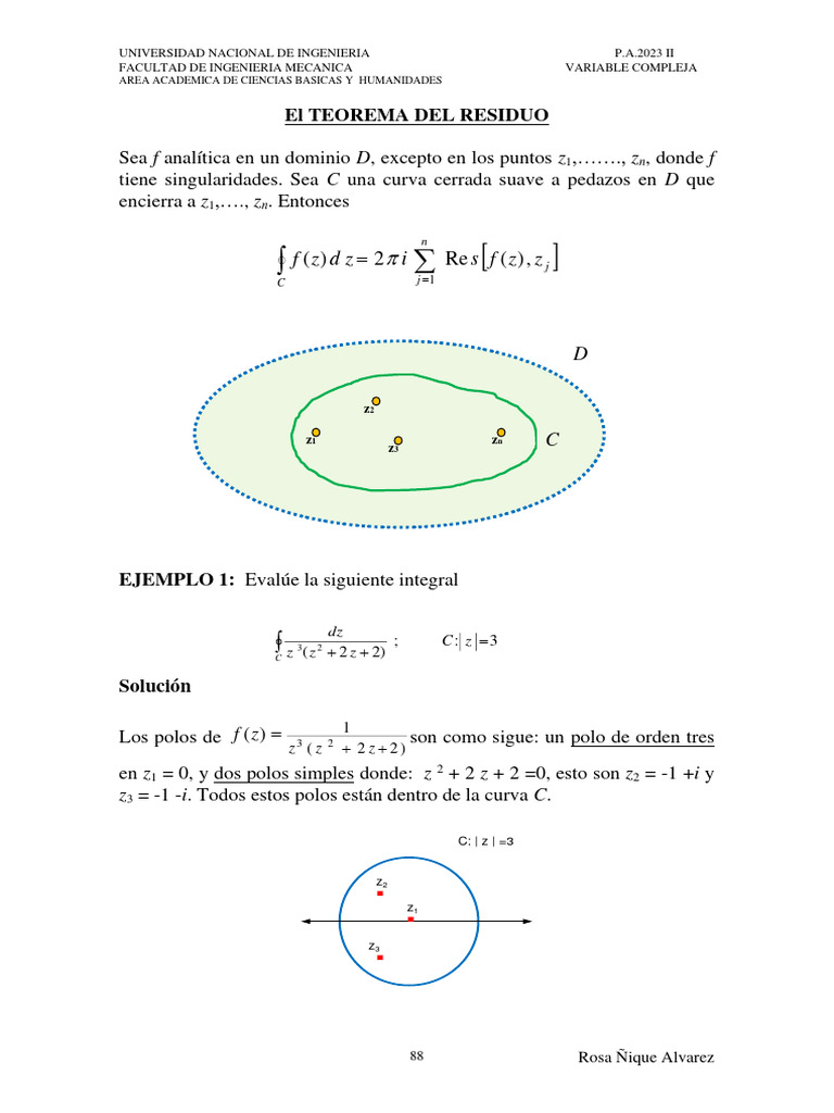 11 Teorema Del Residuo | PDF | Análisis complejo | Integral