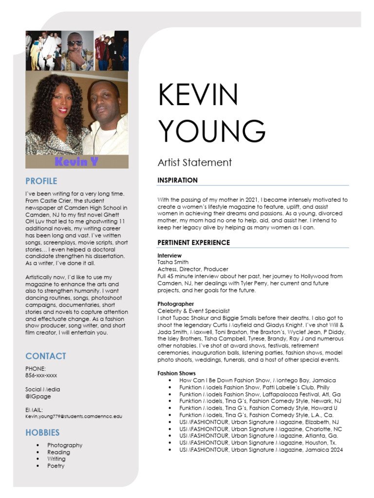 Kevin Young Artist Statement | PDF | Social Science