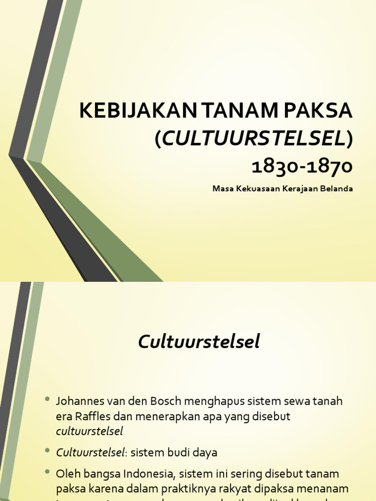 Kebijakan Cultuurstelsel 1830-1870 | PDF