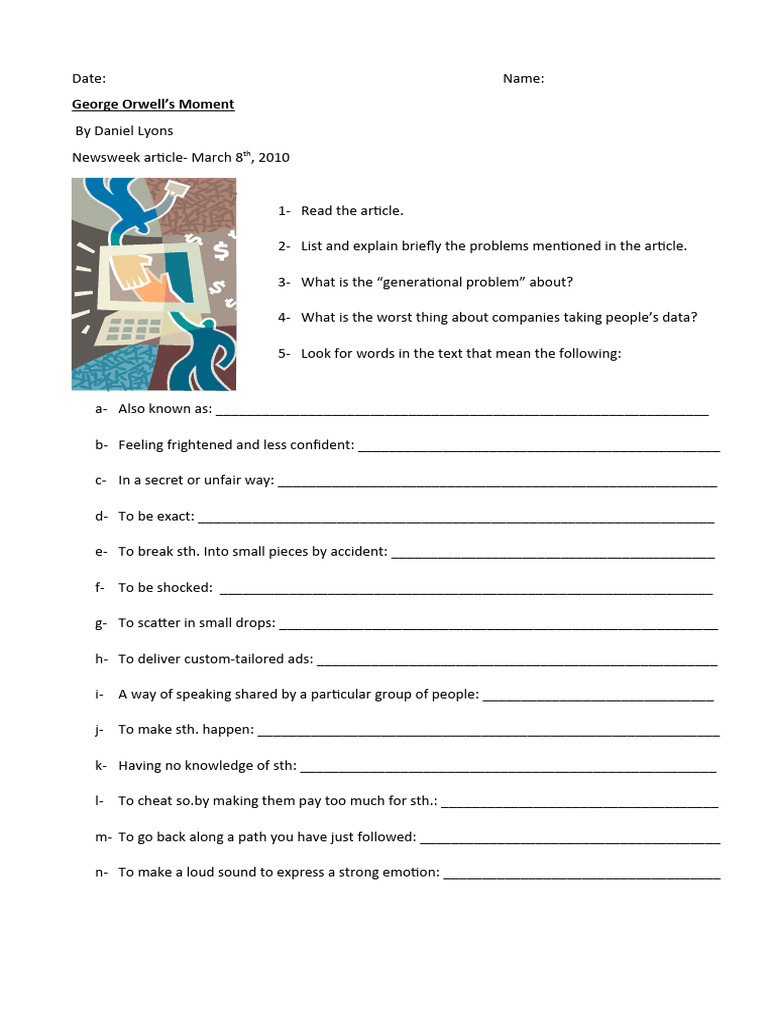 George Orwell Activity Sheet | PDF | Facebook