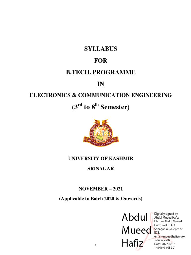B.tech Syllabus 16feb22 DigSig | PDF | Vhdl | Amplifier