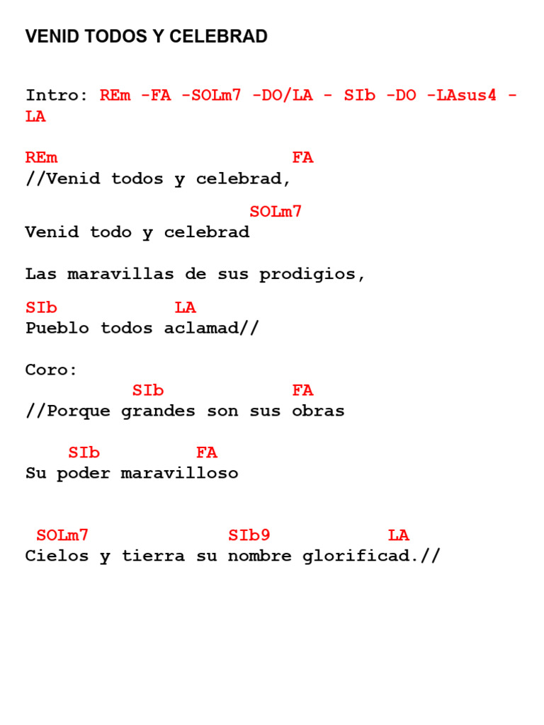 Venid Todos Celebrad - Acordes | PDF