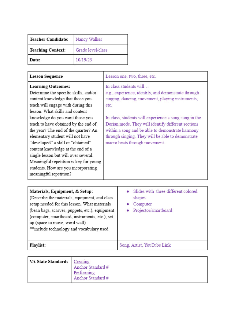 Reverse Lesson Plan I | PDF | Teachers | Songs