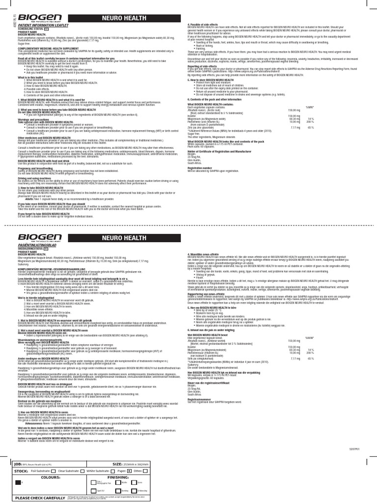 Neuro Health: Patient Information Leaflet | PDF | Medicine | Clinical ...
