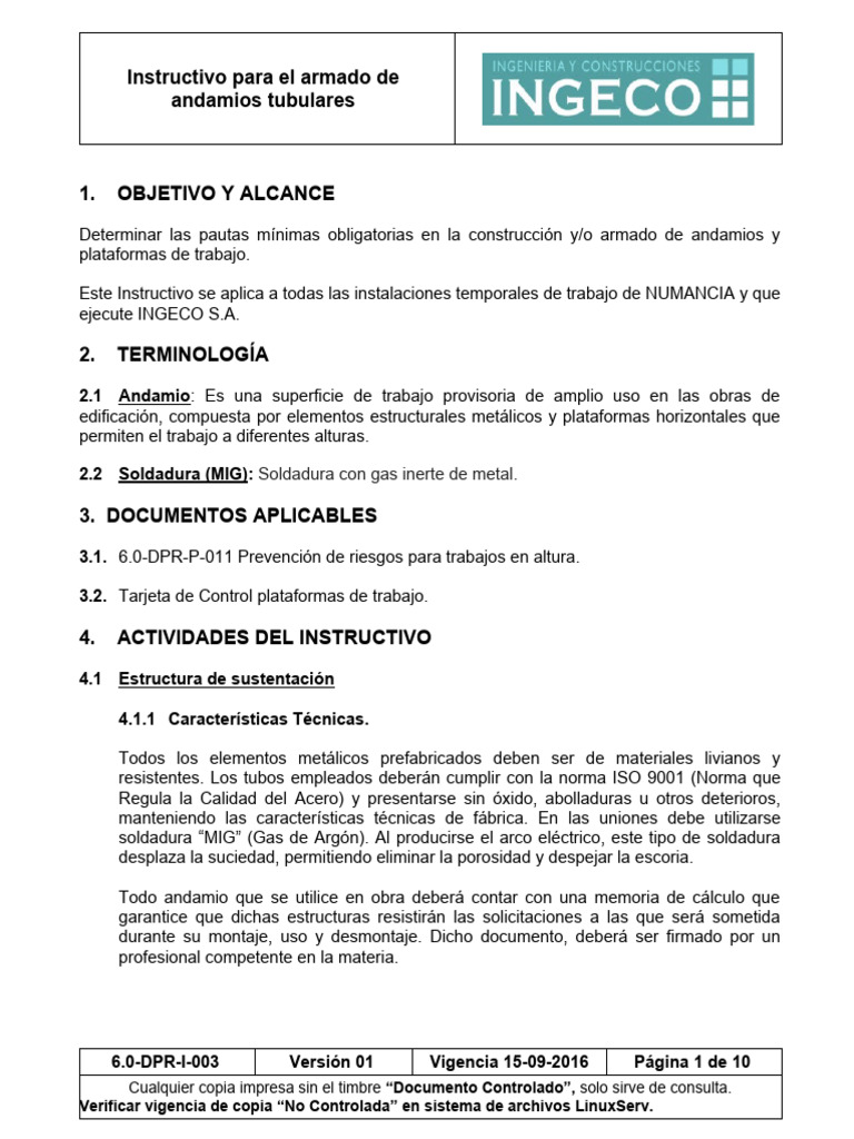Instructivo Armado Andamios Tubulares | PDF | Andamio | Soldadura