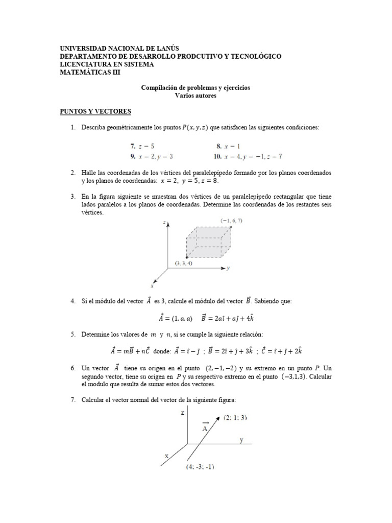 Guía Espacio Tridimensional 1 2021 Pdf Vector Euclidiano Ecuaciones