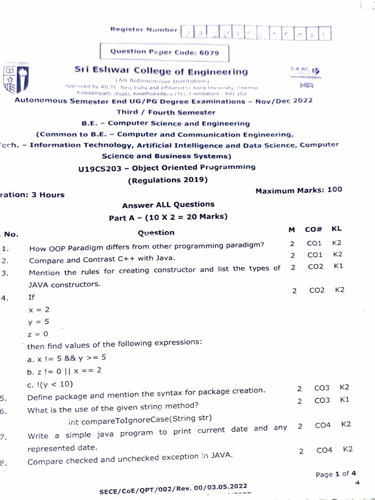 Oops QP Old | PDF | Software Development | Programming Paradigms