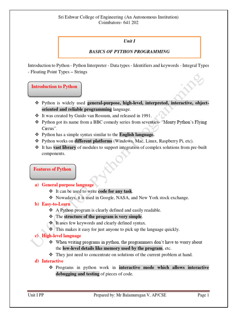 PYTHON Complete Notes With QB | PDF | Object Oriented Programming ... PYTHON Complete Notes With QB | PDF | Object Oriented Programming ...