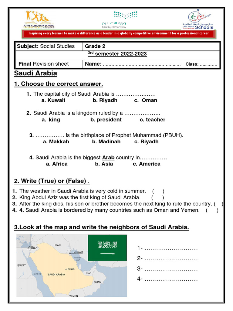 Social Gr2 Fin Rev - 3rd | PDF | Saudi Arabia | Riyadh