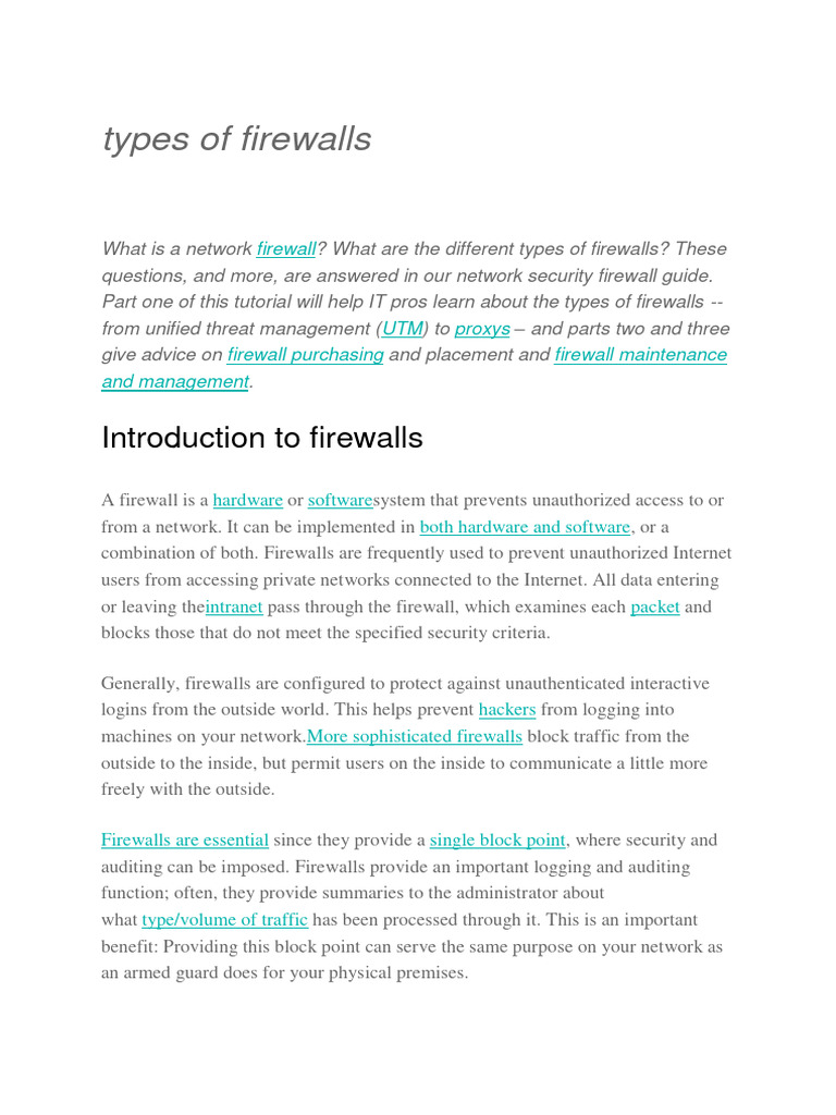 Types of Firewall | PDF | Firewall (Computing) | Computer Network