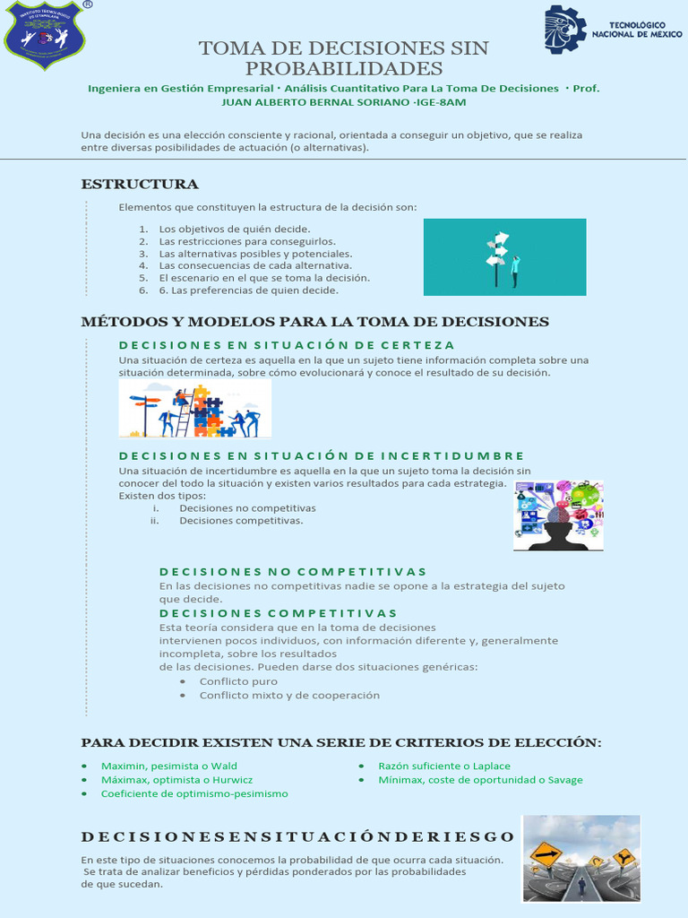 Análisis de Decisiones Bajo Incertidumbre (Infografia) | PDF | Toma de ...