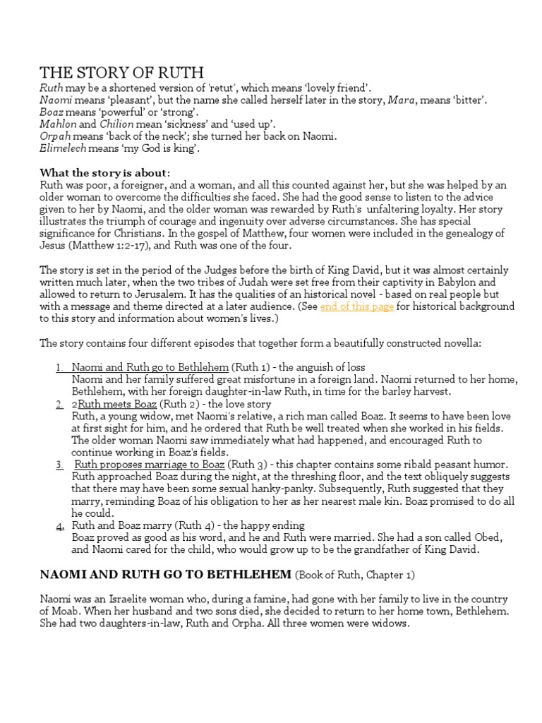 The Story of Ruth | PDF | Ruth (Biblical Figure) | Book Of Ruth