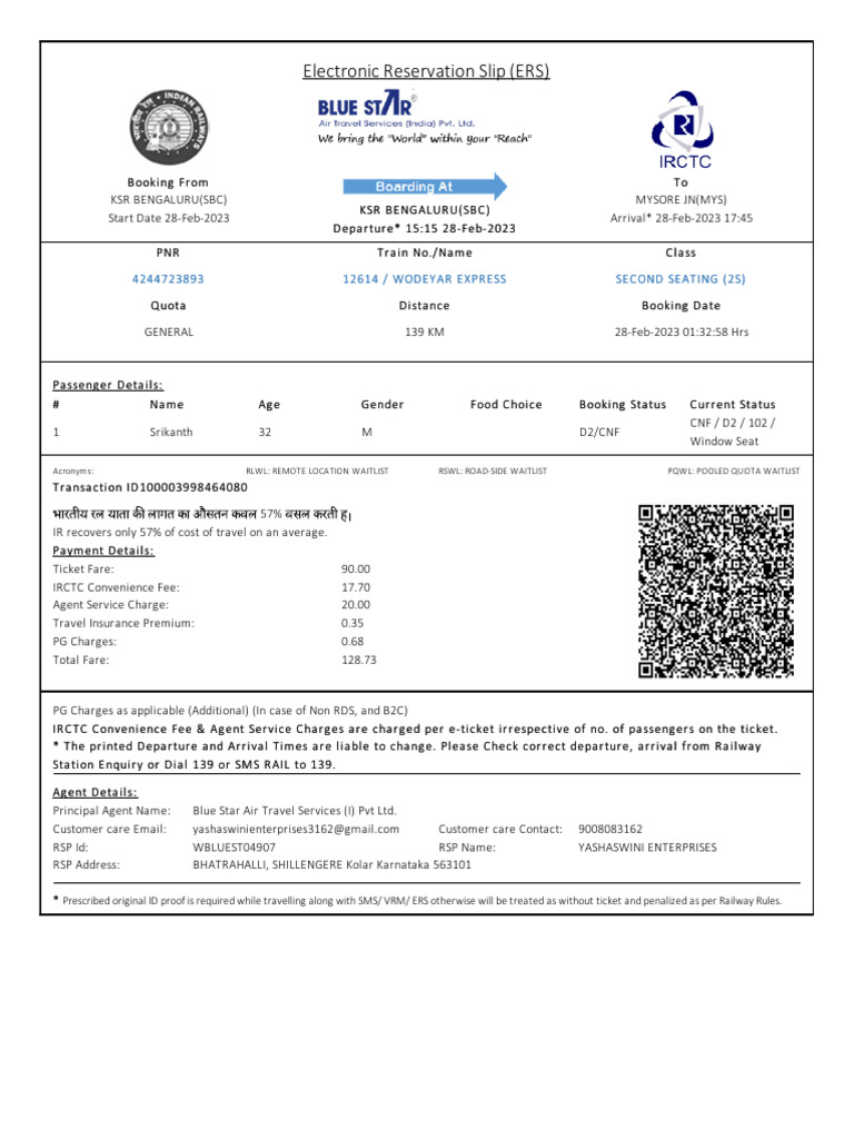 Print Ticket IRCTC | PDF | Identity Document | Government