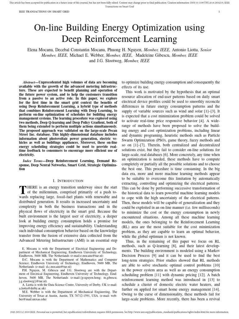 On-Line Building Energy Optimization Using Deep Reinforcement Learning ... On-Line Building Energy Optimization Using Deep Reinforcement Learning ...