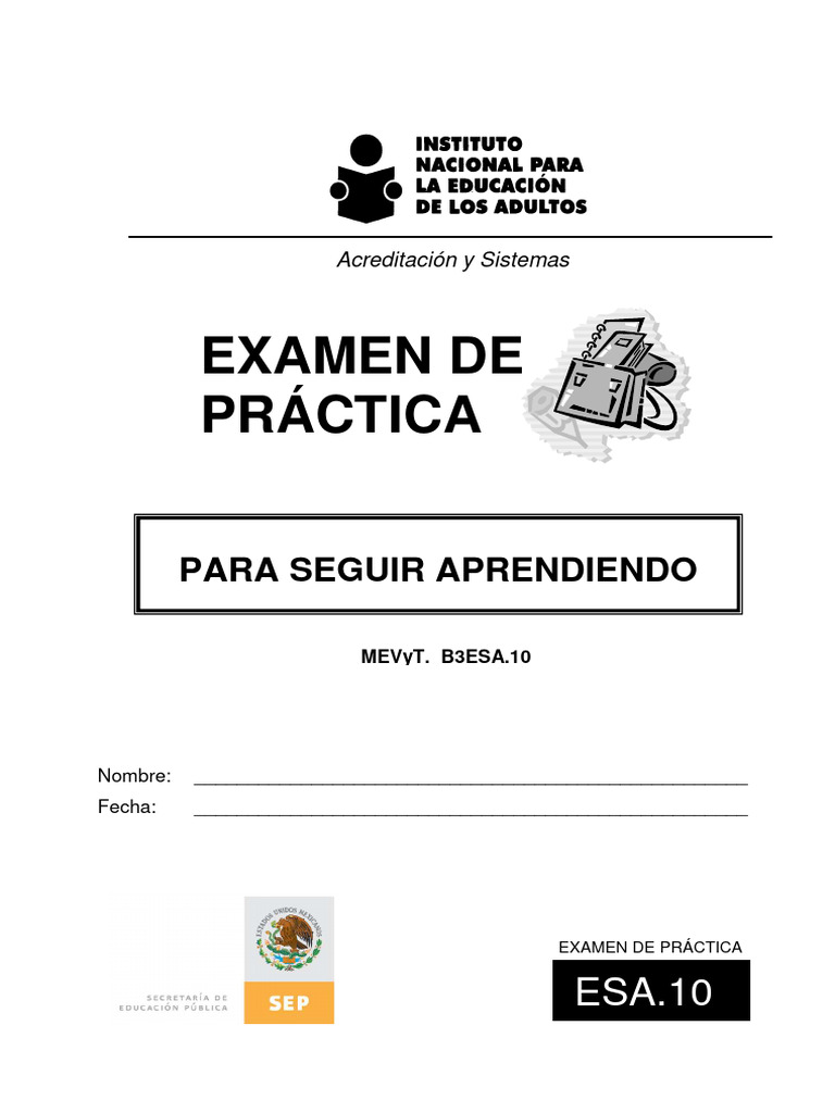 EXAMEN DE PRÁCTICA PARA SEGUIR APRENDIENDO | PDF